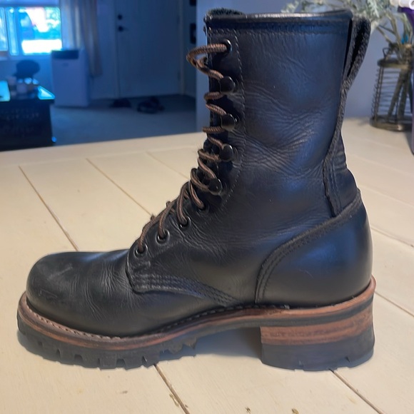 Frye | Shoes | Frye Logger 8g Black Leather Platform Lug Lace Up Mid ...